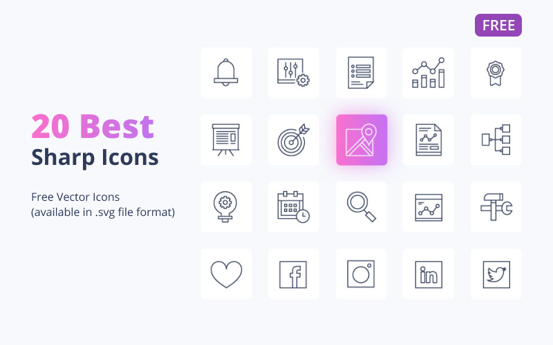 20 Free Best Sharp Icons Set #145756 - TemplateMonster