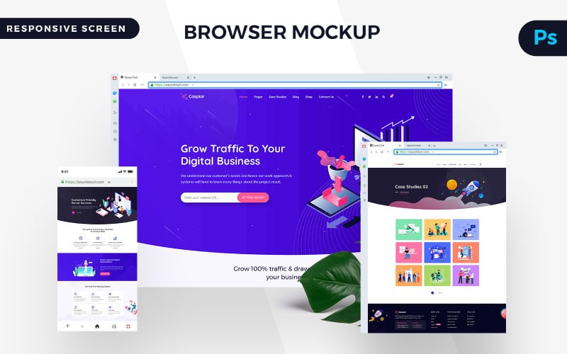 Responsive Browser product mockup #146329 - TemplateMonster