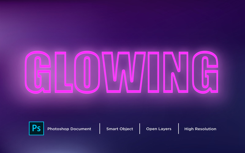 Glowing Text Effect Design Photoshop Layer Style Effect - Illustration