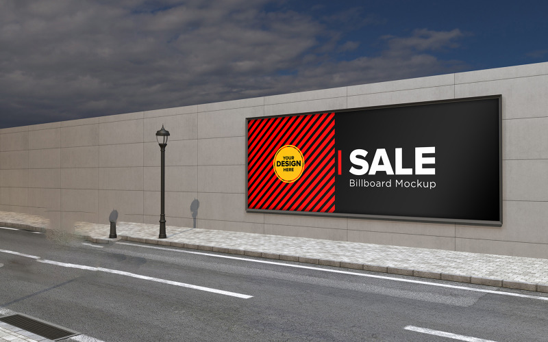 Outdoor wall mounted Advertising Billboard product mockup