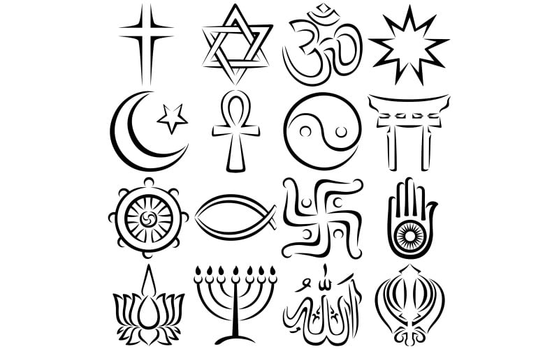 Religious Symbols Line Art - Illustration - TemplateMonster