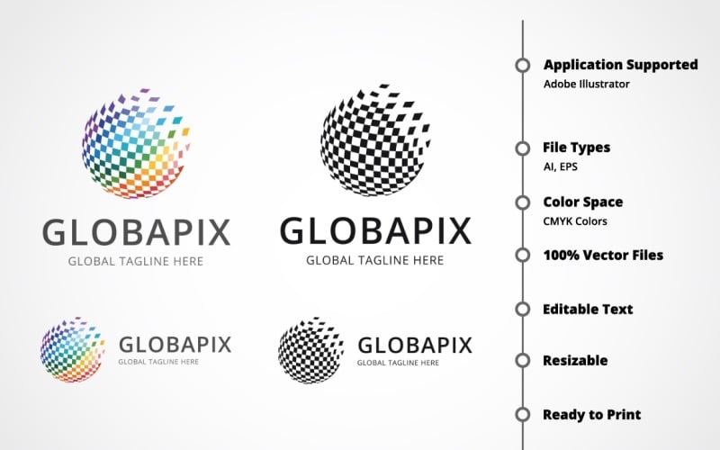 Global Pixel Logo Template #149691 - TemplateMonster