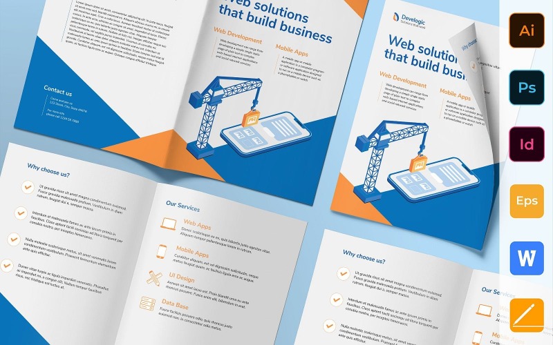 Web and Mobile App Development Brochure Bifold - Corporate Identity ...