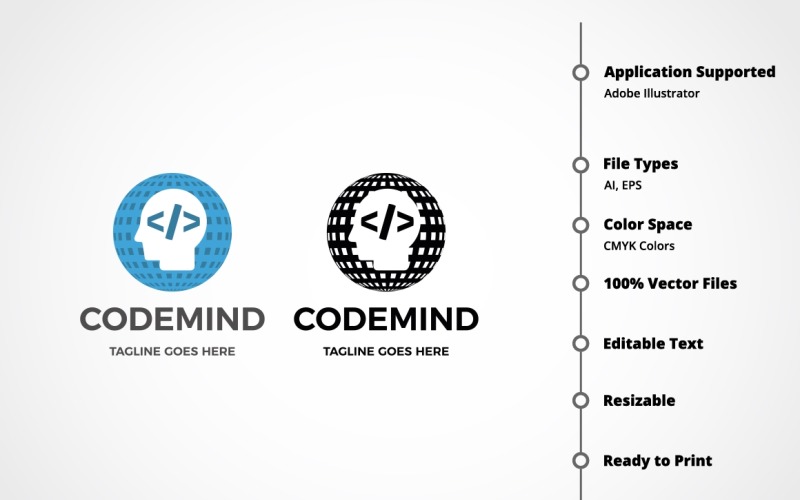 Modèle de logo Code Mind #150087 - TemplateMonster