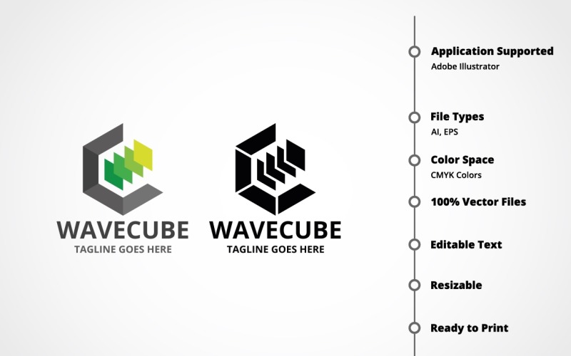 Modèle de logo Wave Cube #150291 - TemplateMonster