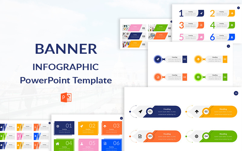 Plantilla de PowerPoint banner infografía - TemplateMonster