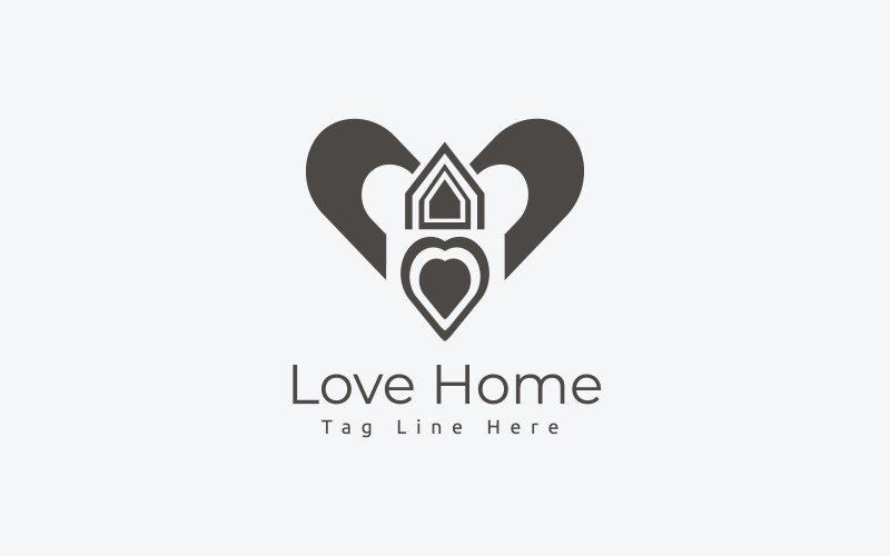 Modelo de logotipo para casa de amor - TemplateMonster