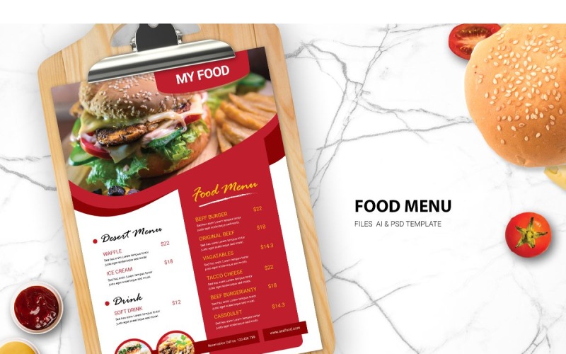 Food Menu Sandwich - Corporate Identity Template