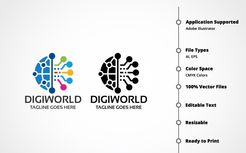 Digiworld Logo Template #153984 - TemplateMonster