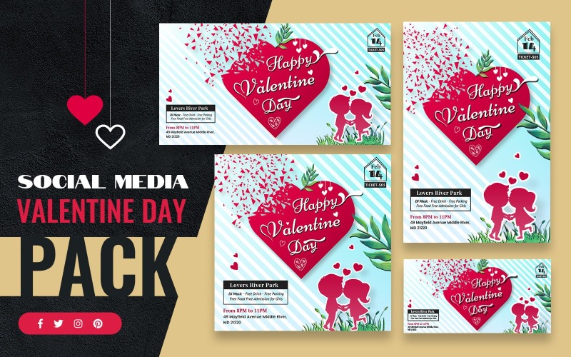 Valentines Day Social Media Template - TemplateMonster