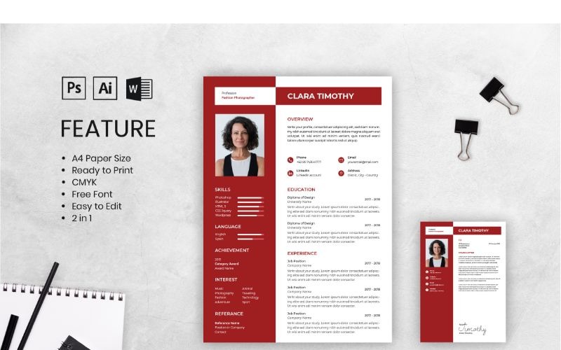 Cv Resume Clara Timothy Resume Template - TemplateMonster
