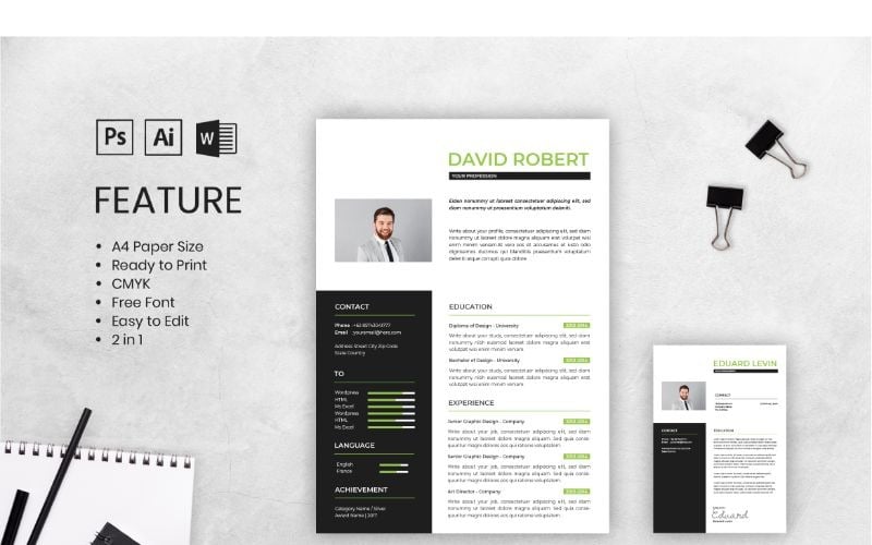 Cv Resume David Robert 2 Resume Template - TemplateMonster