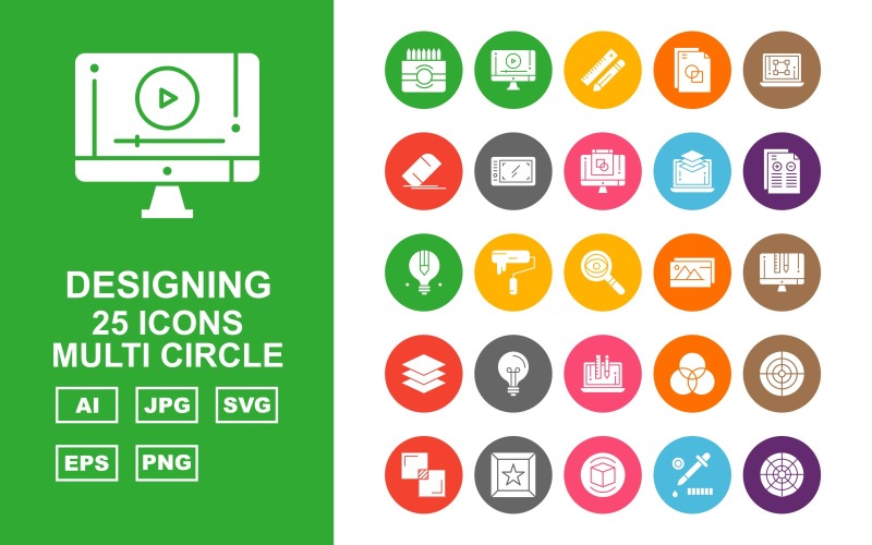 25 Premium Designing Multi Circle Icon Set - TemplateMonster