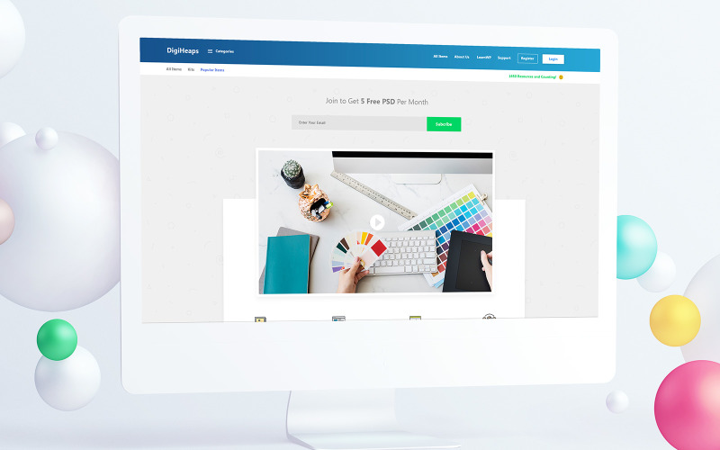 Digital Marketplace Landing Page Template UI Elements