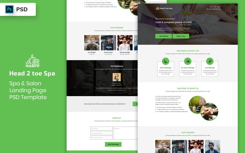 Spa & Salon Landing Page Template UI Elements