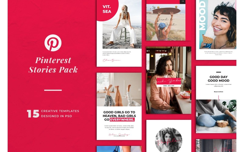 Pinterest Vit Sea Social Media Template - TemplateMonster
