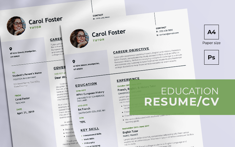 Education Free Resume Template #155808 - TemplateMonster