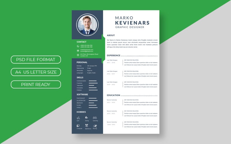 Corporate Green CV Layout Resume Template - TemplateMonster