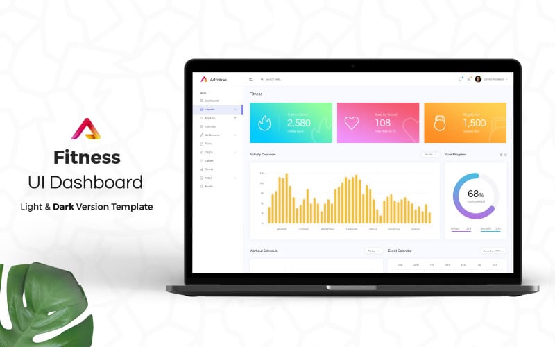 Fitness Admin Dashboard UI Elements #157462 - TemplateMonster