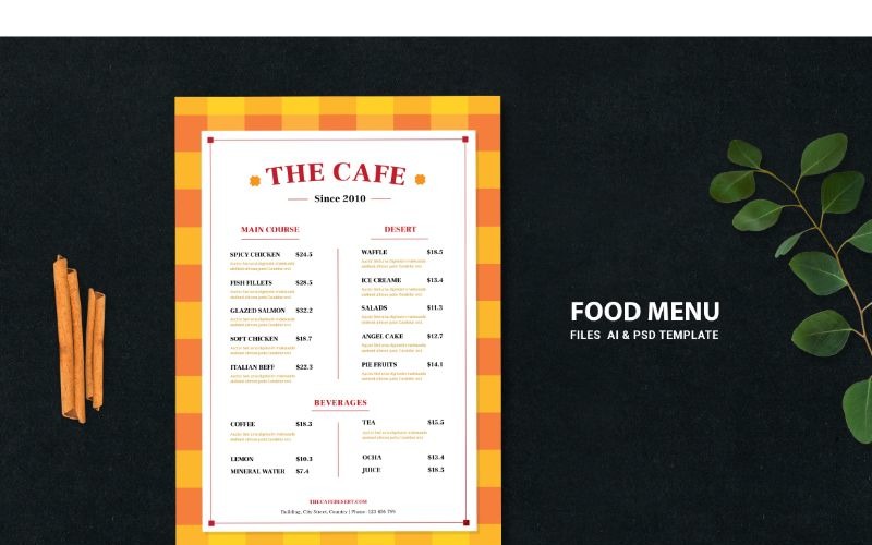 Food Menu Yellow & Orange - Corporate Identity Template