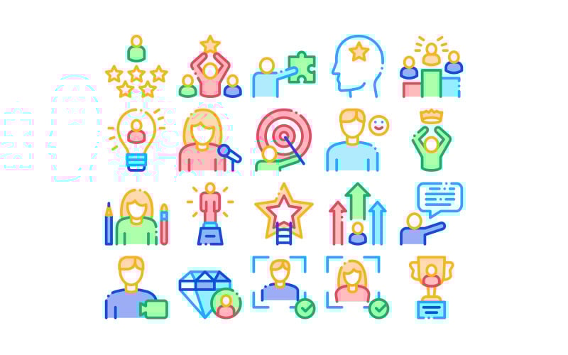 Human Talent Collection Elements Set Vector Icon