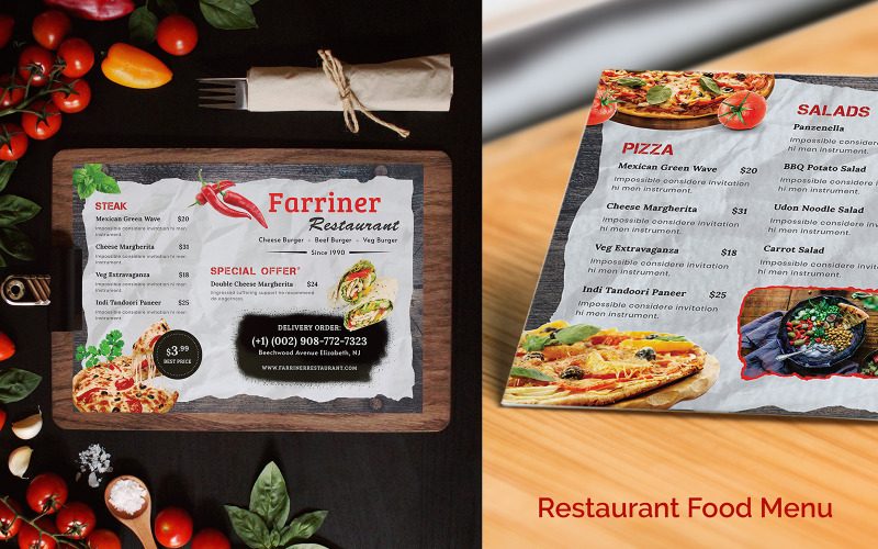 Restaurant Food Menu-02 (Landscape) - Corporate Identity Template