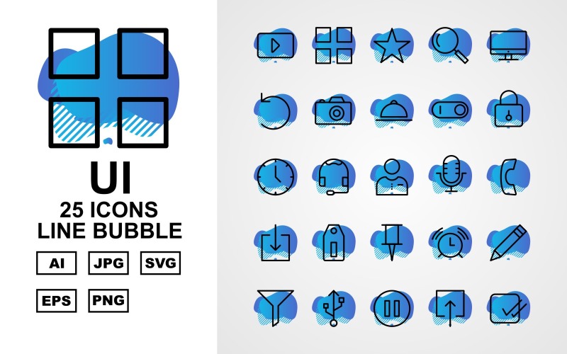 25 Premium UI Line Bubble Pack Icon Set - TemplateMonster