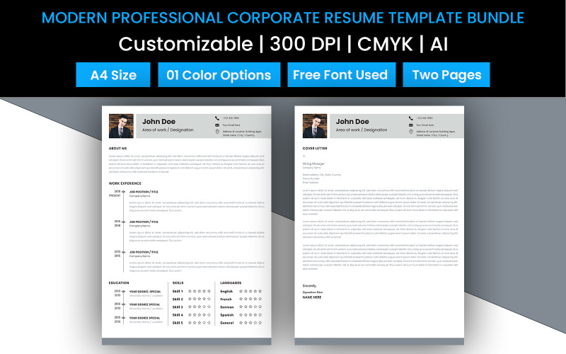 Modern Corporate Resume Template #162040 - TemplateMonster