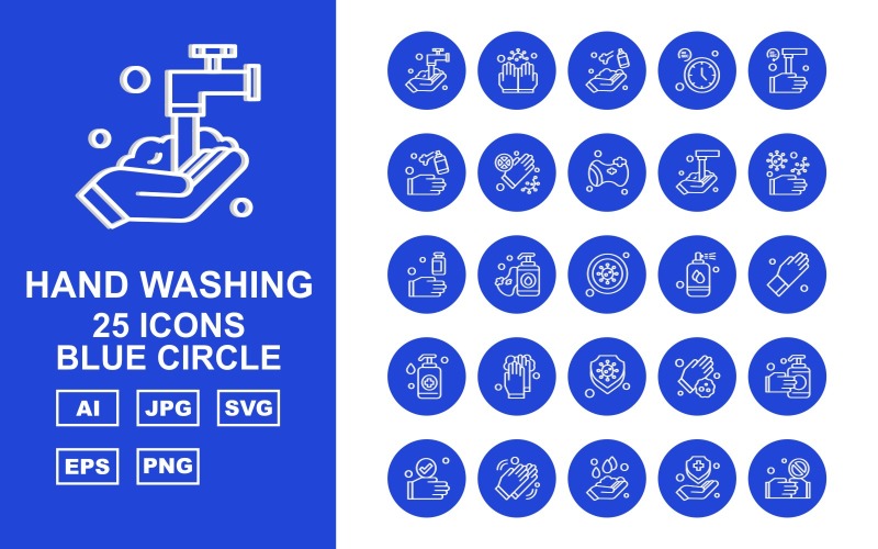25 Premium Hand Washing Blue Circle Iconset - TemplateMonster
