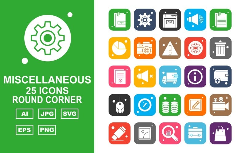 25 Premium Miscellaneous Round Corner Iconset