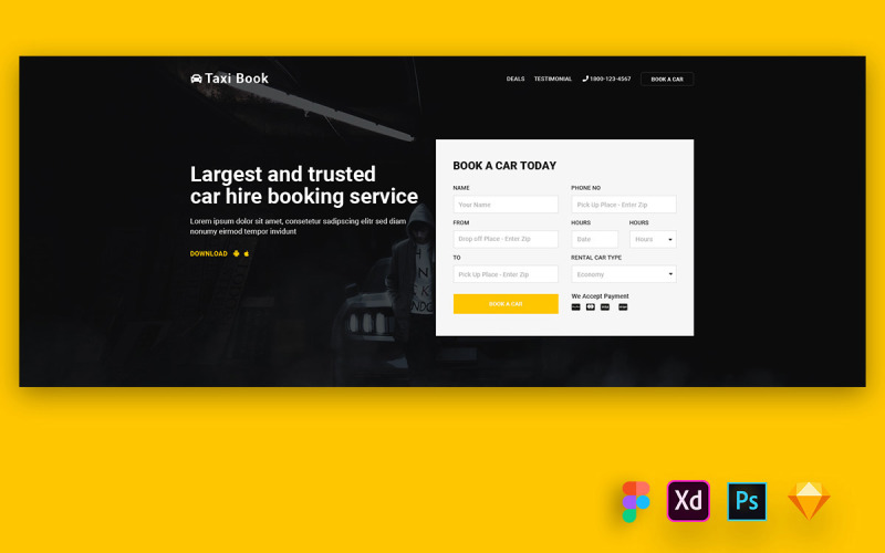 Hero Header for Cab Booking Websites - TemplateMonster