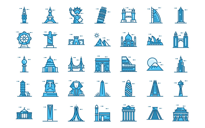 World Landmarks and Monuments Icons #165992 - TemplateMonster
