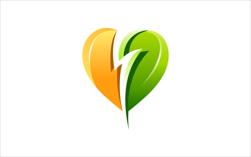 Thunder Heart Colorful Vector Logo #166280 - TemplateMonster