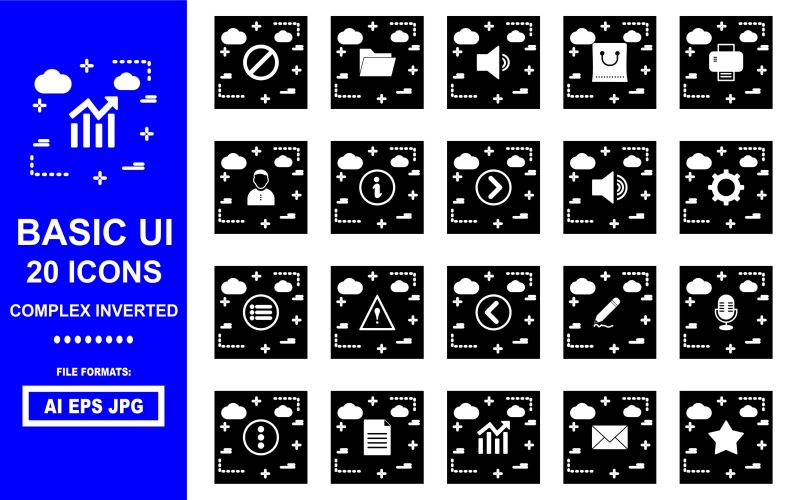 20 Basic UI Complex Inverted Icon Pack - TemplateMonster
