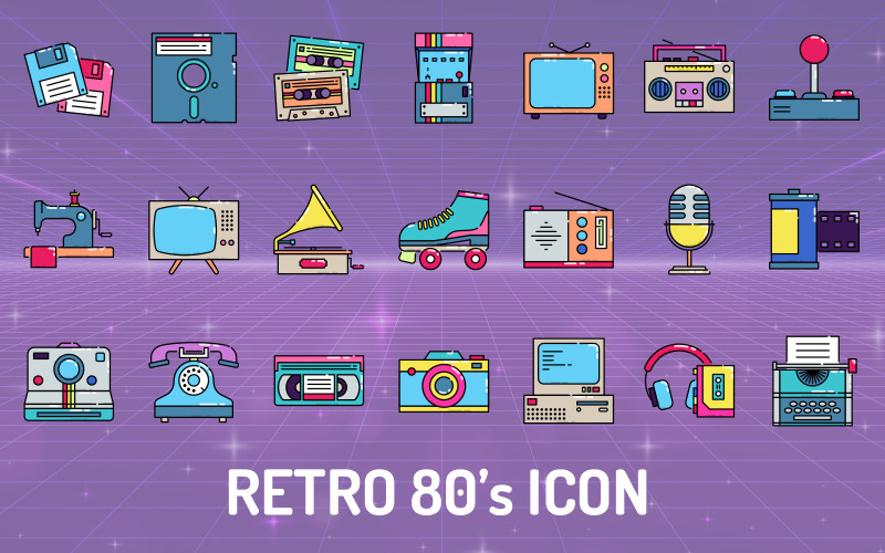 Retro 80's Iconset Template #167822 - TemplateMonster