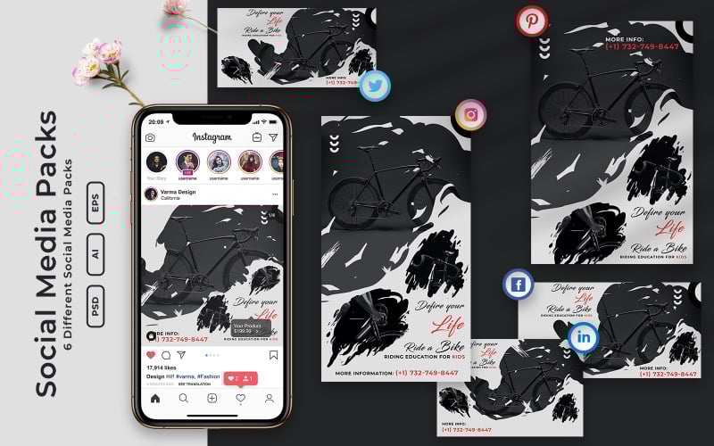 Bike Social Media Posts #170745 - TemplateMonster