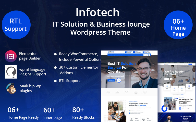 Infotech - Thème WordPress pour solution informatique et salon d'affaires
