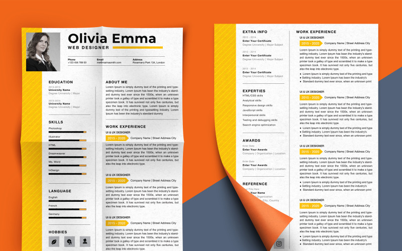 Olivia Emma - Resume Template #172012 - TemplateMonster