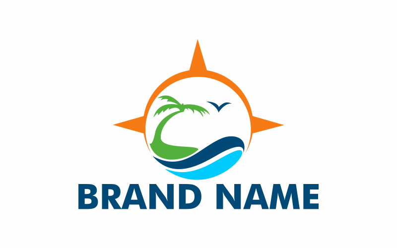 Compass Beach line Logo Template #172232 - TemplateMonster