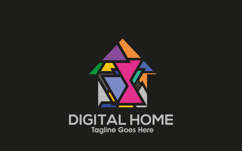 Plantilla de logotipo de hogar digital abstracto