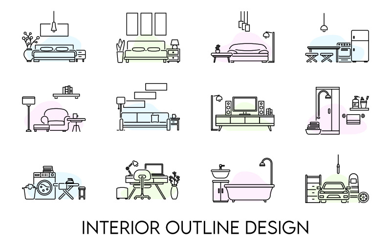 Interior Outline Vectors #174151 - TemplateMonster