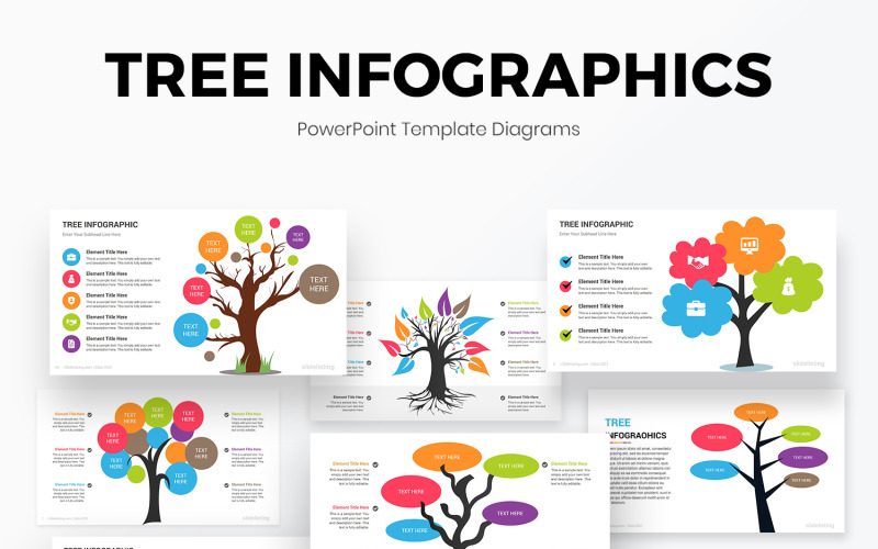Modello PowerPoint di albero infografica - TemplateMonster