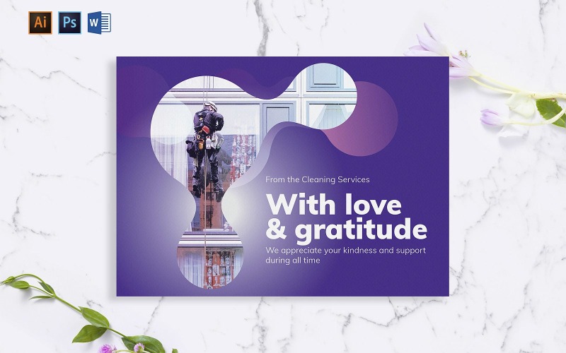 Creative Cleaning Service Greeting Card Corporate identity template