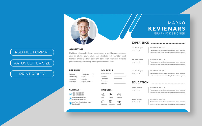 Modern Printable Resume Templates #176217 - TemplateMonster