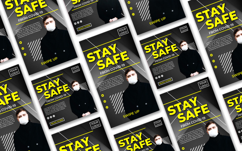 Stay Safe Covid Instagram Post and Story Social Media