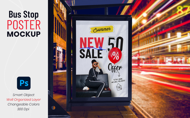 Bus Stop Poster Product Mockup #177755 - TemplateMonster