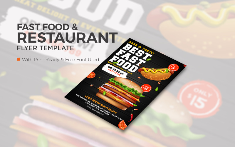 Modern Restaurant Flyer Design #178903 - TemplateMonster