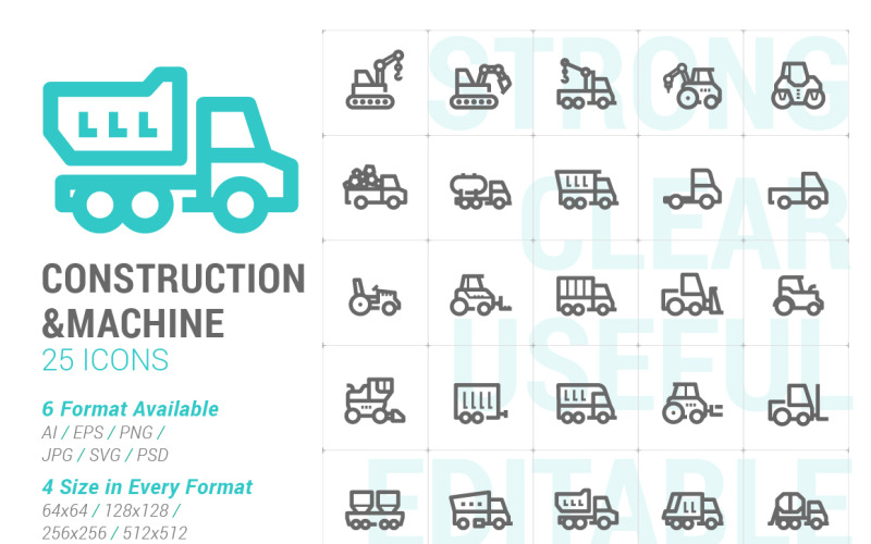 Construction & Machine Mini Iconset template