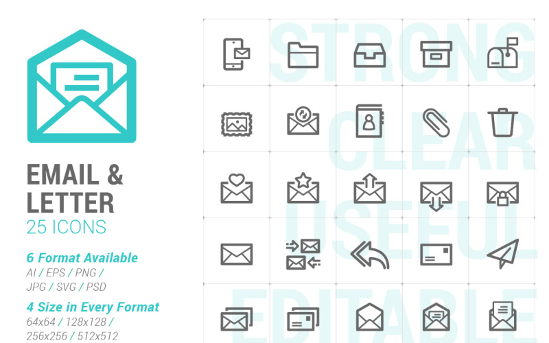 Email & Letter Mini Iconset template - TemplateMonster