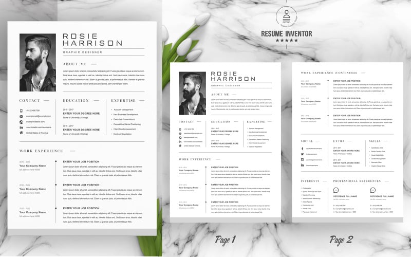 Plantillas de CV imprimibles de Rosie - TemplateMonster
